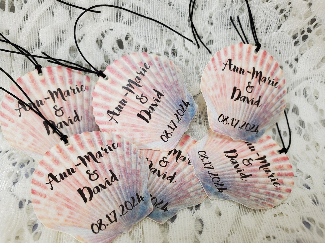 Seashell Beach Theme Personalized Favor Tags: Tropical Wedding ...