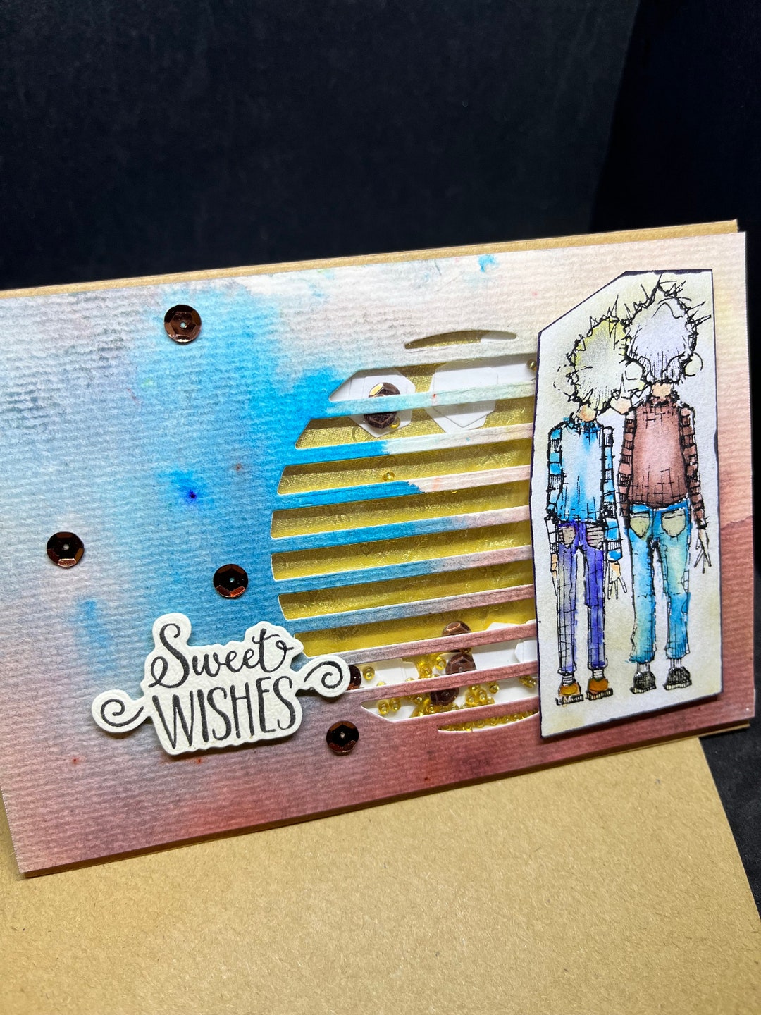 Unique Shake Card, sweet Wishes Boys Stampotique Watercolor - Etsy