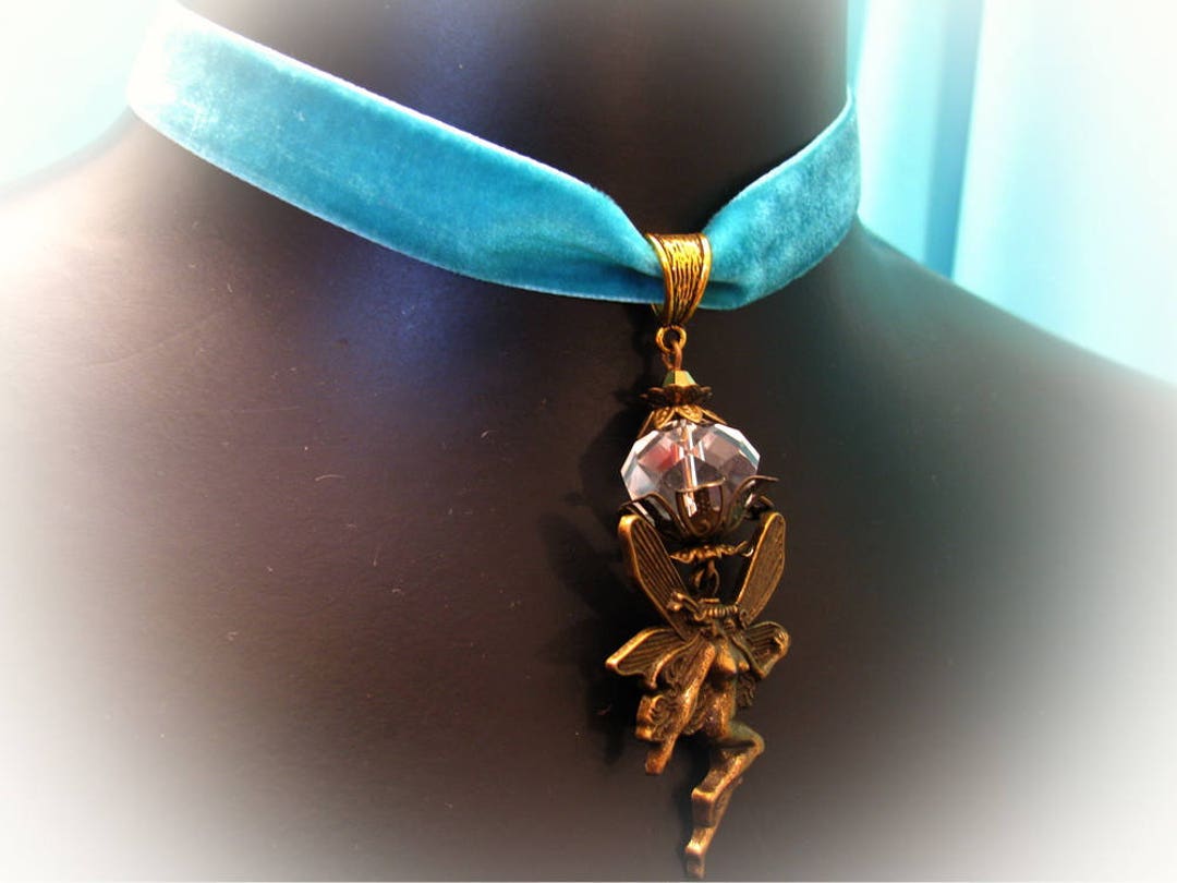 Vintage Style Medieval Victorian Choker Necklace/turquoise Velvet ...