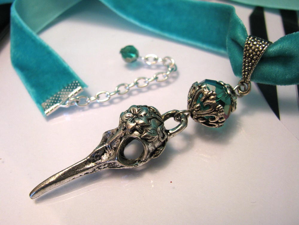 Vintage Style Medieval Victorian Choker/turquoise Velvet Choker/choker ...