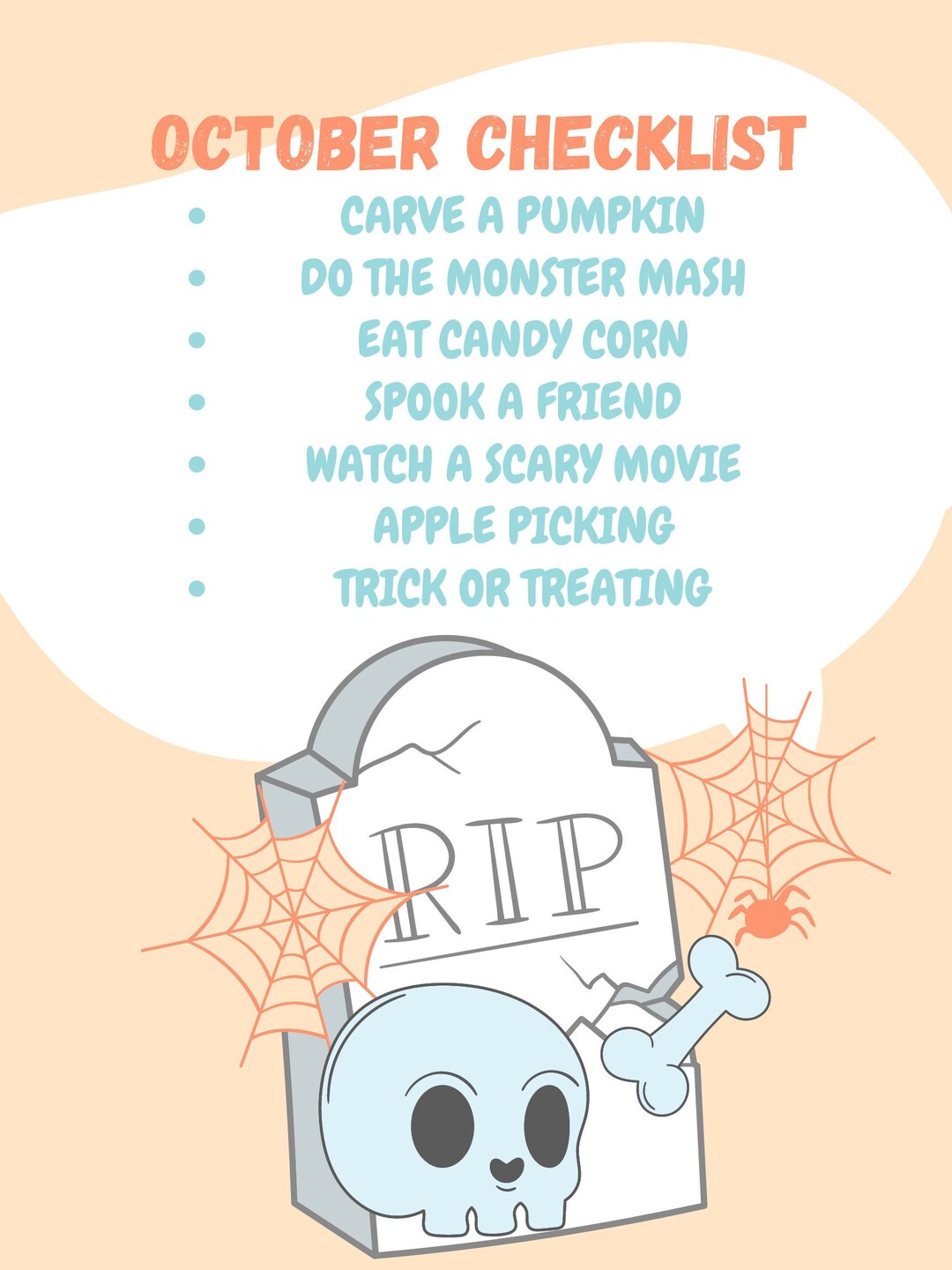 October Checklist - Etsy