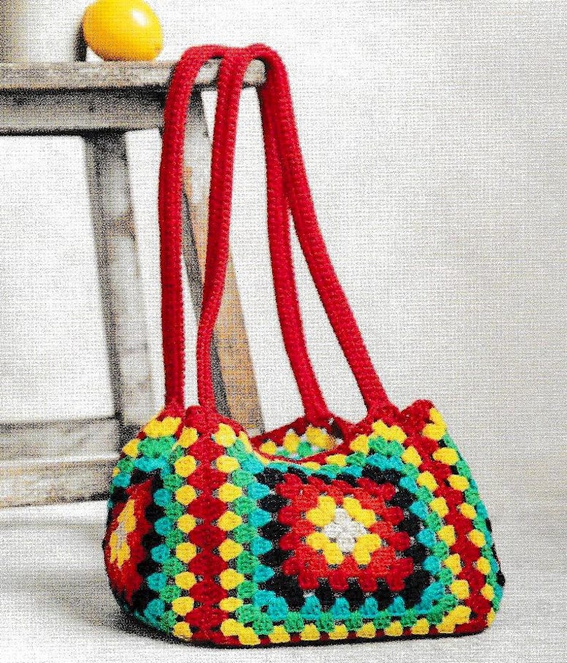 Modèle SAC coton facile à réaliser, Carrés Granny colorés 21 x 21 cm ...