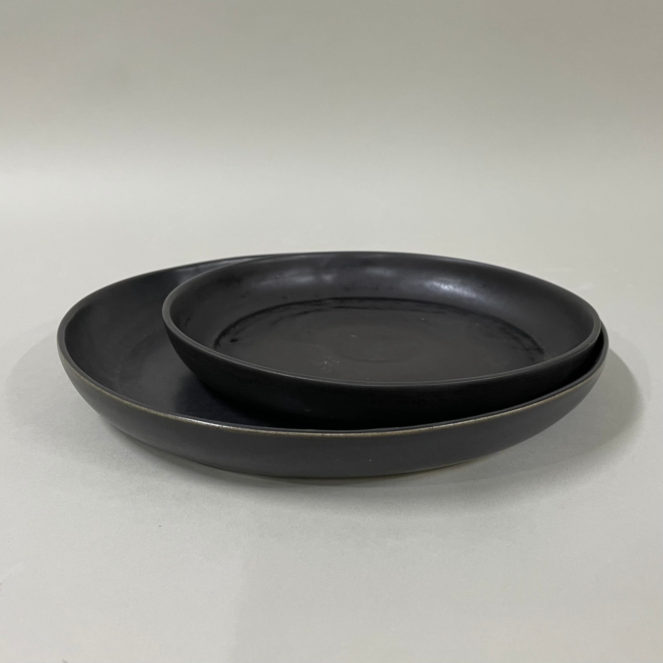 The Dinnerware Set Matte Black ceramic Handmade Plates | Etsy