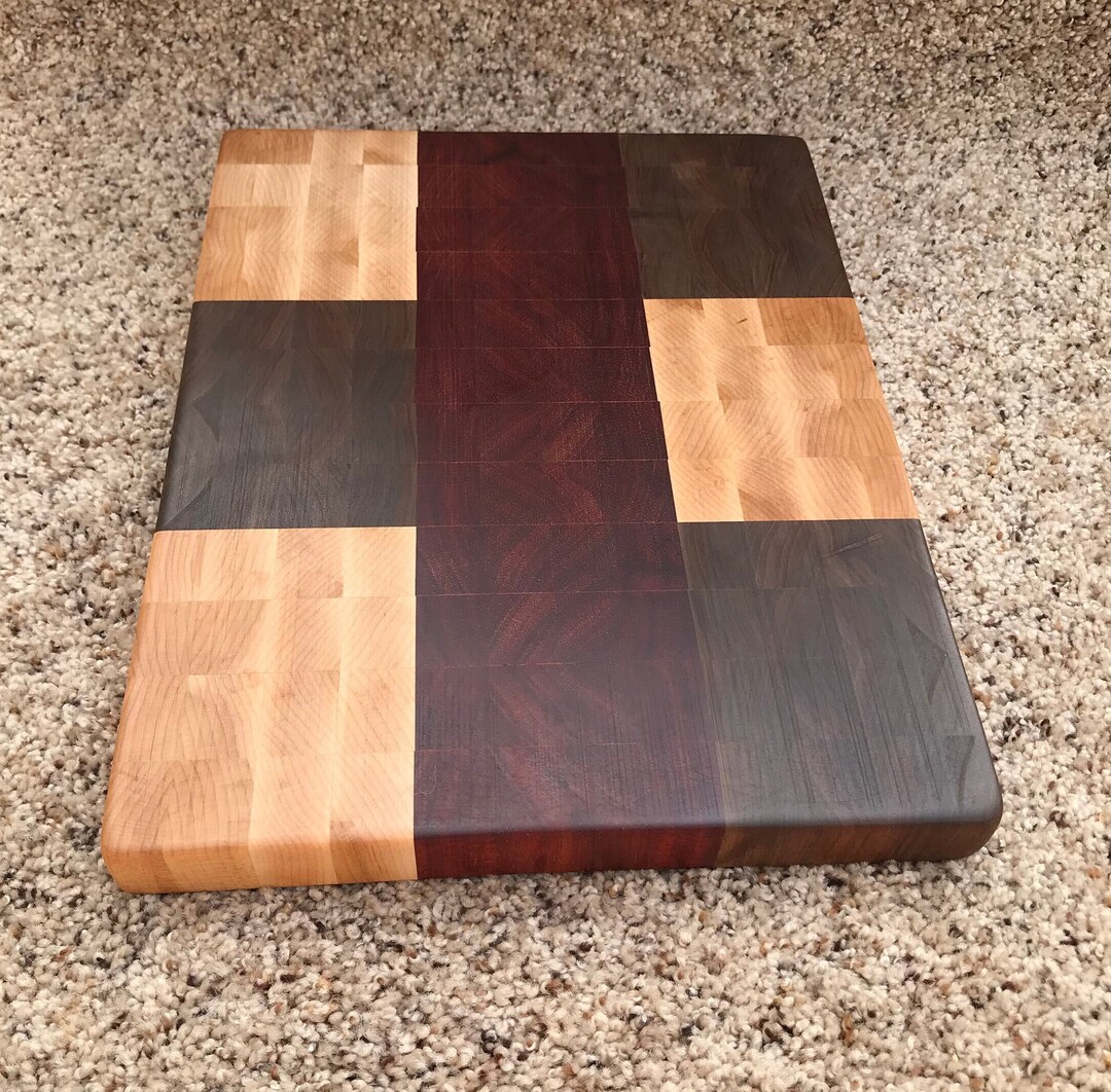 End Grain Purpleheart, Walnut & Ash Wood Handcrafted Cutting Board - Etsy