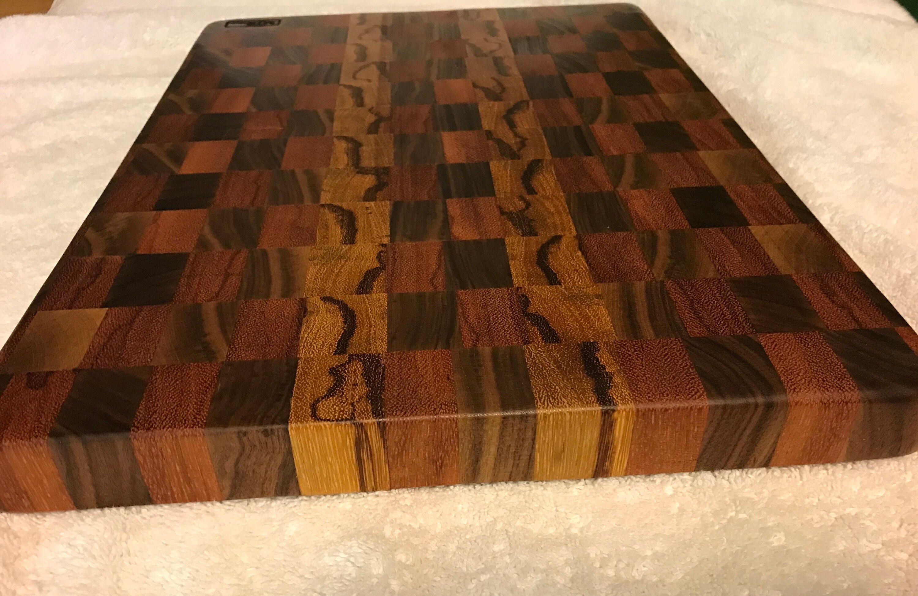 End Grain Makore, Marblewood & Rosewood Wood Handcrafted Cutting Board ...