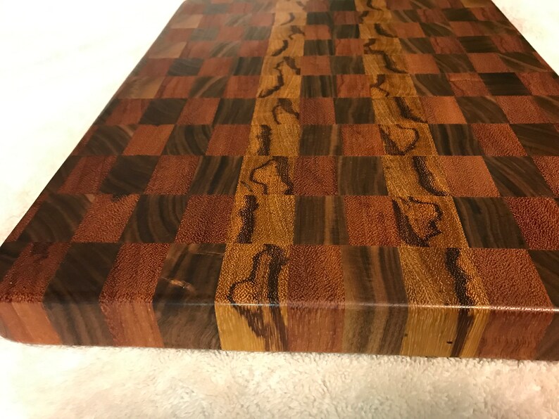 End Grain Makore, Marblewood & Rosewood Wood Handcrafted Cutting Board ...