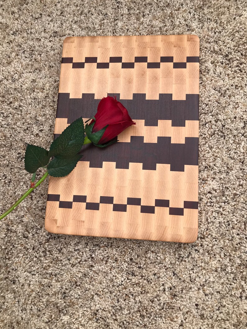 End Grain Purpleheart & Maple Wood Handcrafted Cutting Board - Perfect ...
