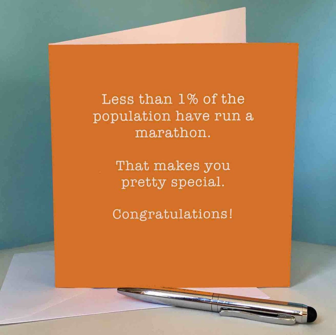 Marathon Congratulations Card for Runner / Running Friend - 'less Than ...