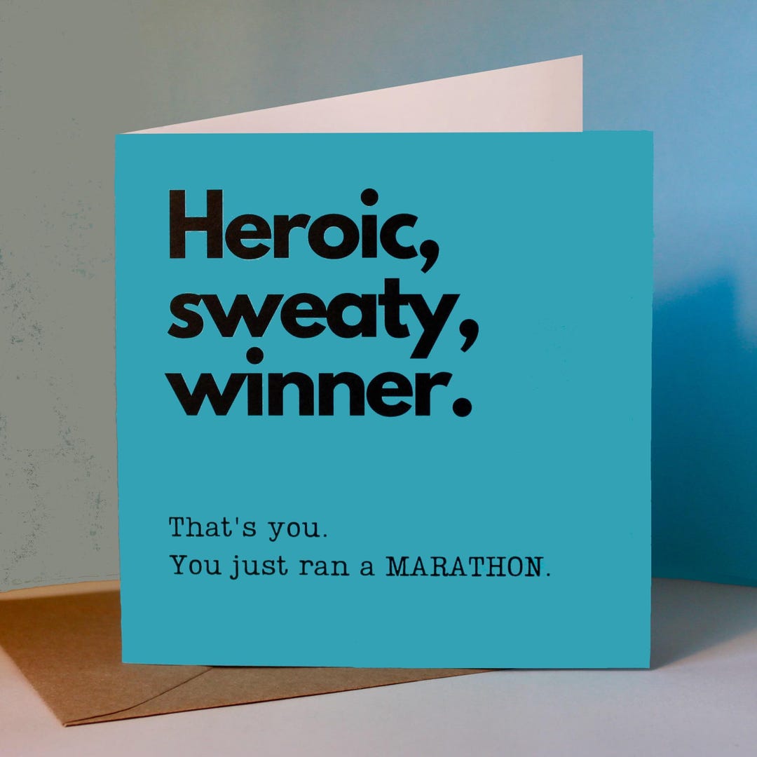 Marathon Congratulations Card for Runner / Running Friend - 'heroic ...