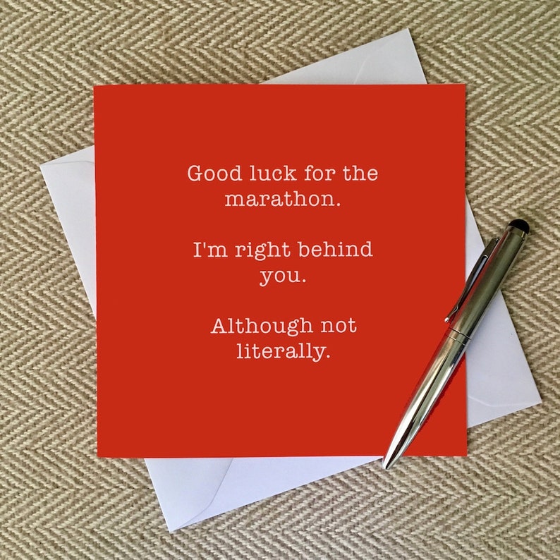 Marathon Good Luck Card for Runner / Running Friend - "good for the ...