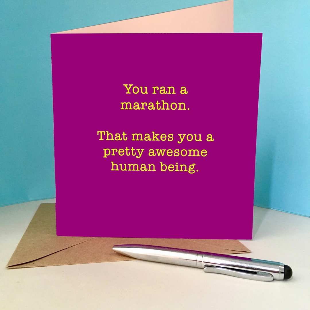 Marathon Congratulations Card for Runner / Running Friend - 'pretty ...
