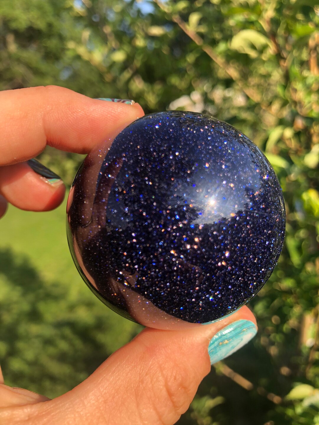 Blue GOLDSTONE, Spheres, Bright, Blue, Sparkling!! - Etsy