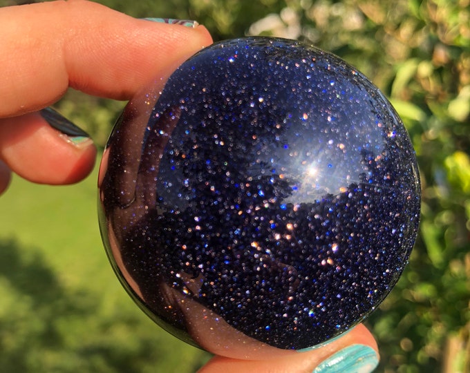 Blue GOLDSTONE, Spheres, Bright, Blue, Sparkling!! - Etsy
