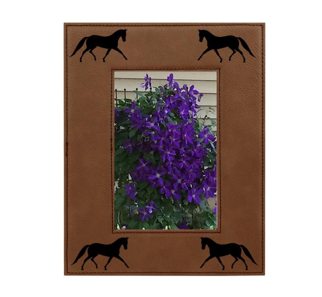 Personalized Horse Picture Frame: Engraved Leatherette Equestrian Gift ...