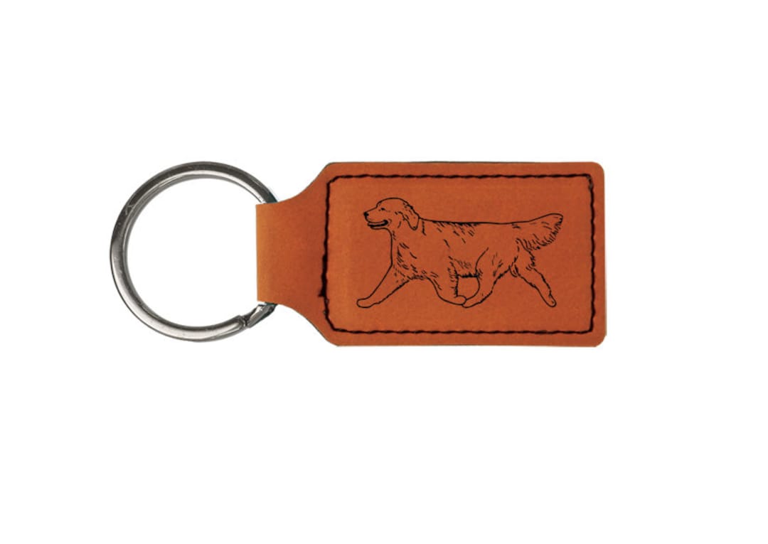 Leatherette Keychain With Your Choice of Golden Retriever Design ...