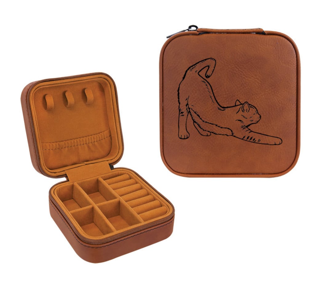 Leatherette Travel Size Jewelry Box With Your Choice of Cat Design ...