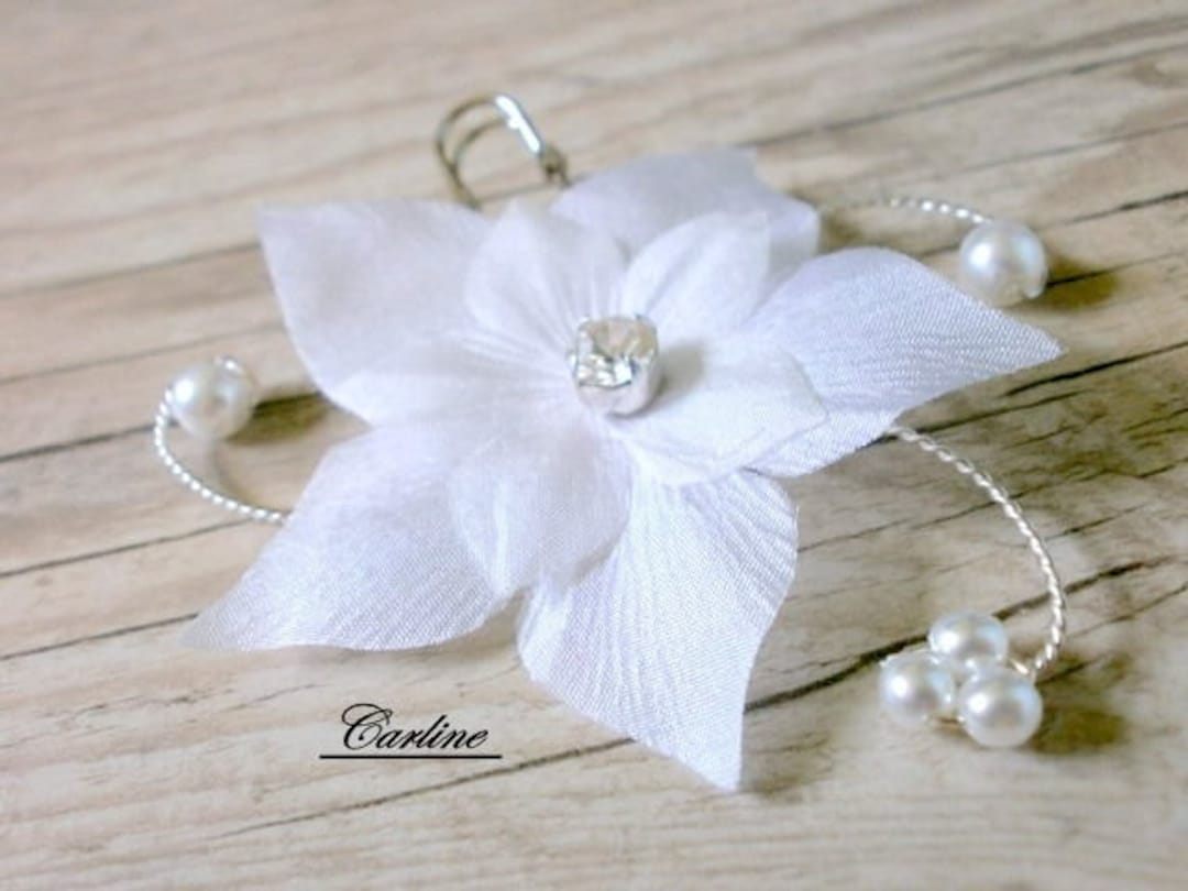 PIN Clasp Back Train Rhinestone Crystal Wedding White Silk - Etsy