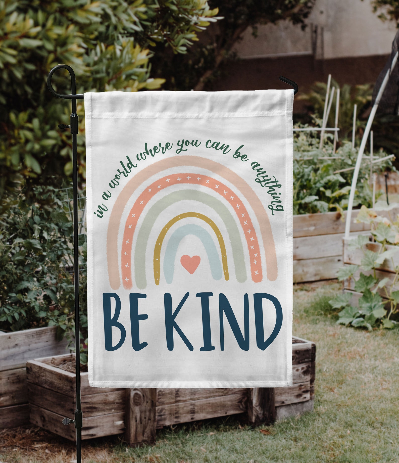 In A World Where You Can Be Anything Be Kind Rainbow Flag | Etsy