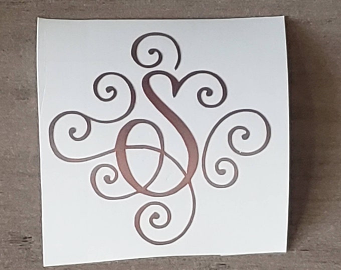 Scroll Single Initial Decal/initial Sticker/vinyl Lettering/monogram ...
