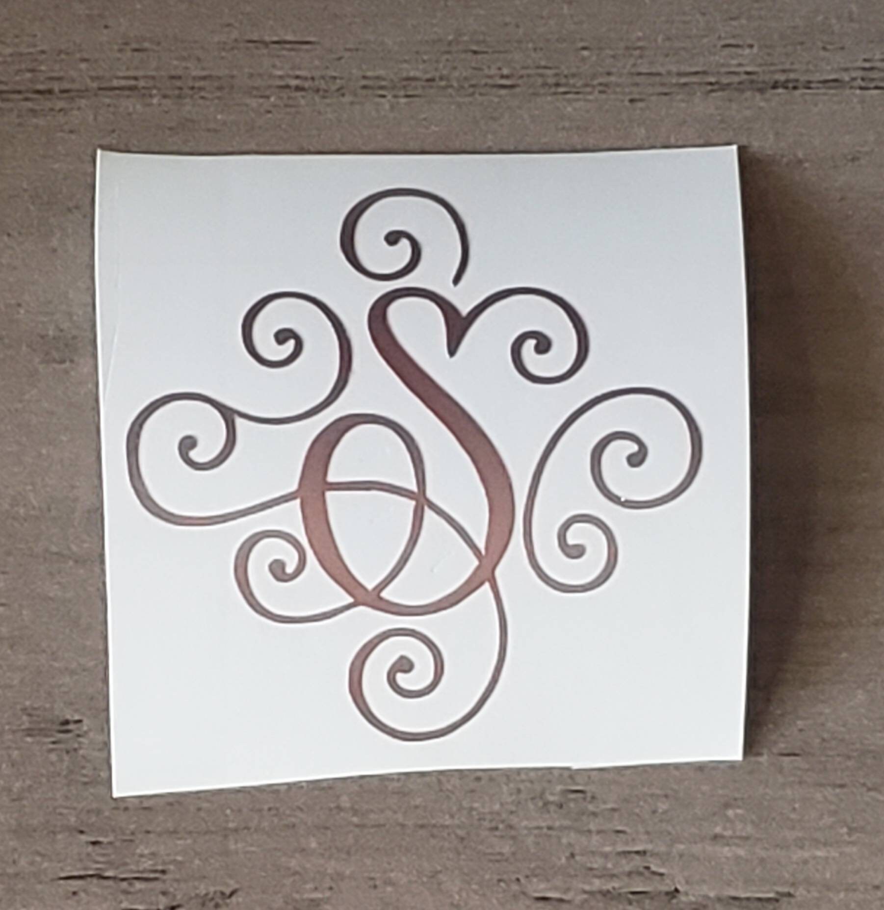 Scroll Single Initial Decal/Initial Sticker/Vinyl | Etsy