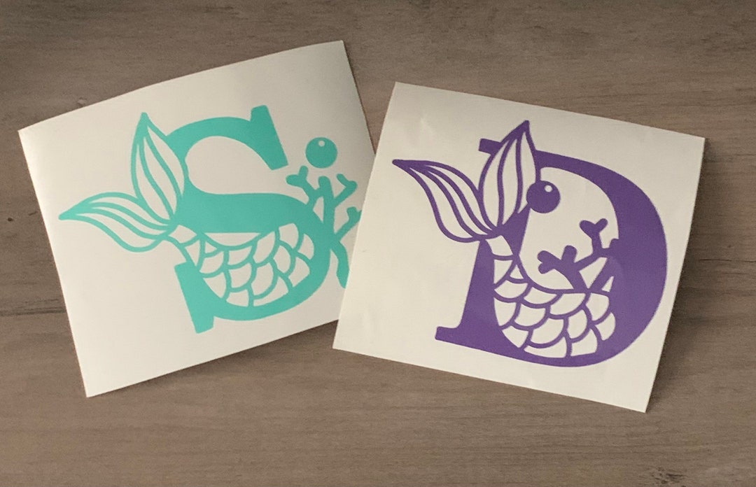 Mermaid Initials/mermaid Tail/initial Sticker/letter/vinyl Lettering ...