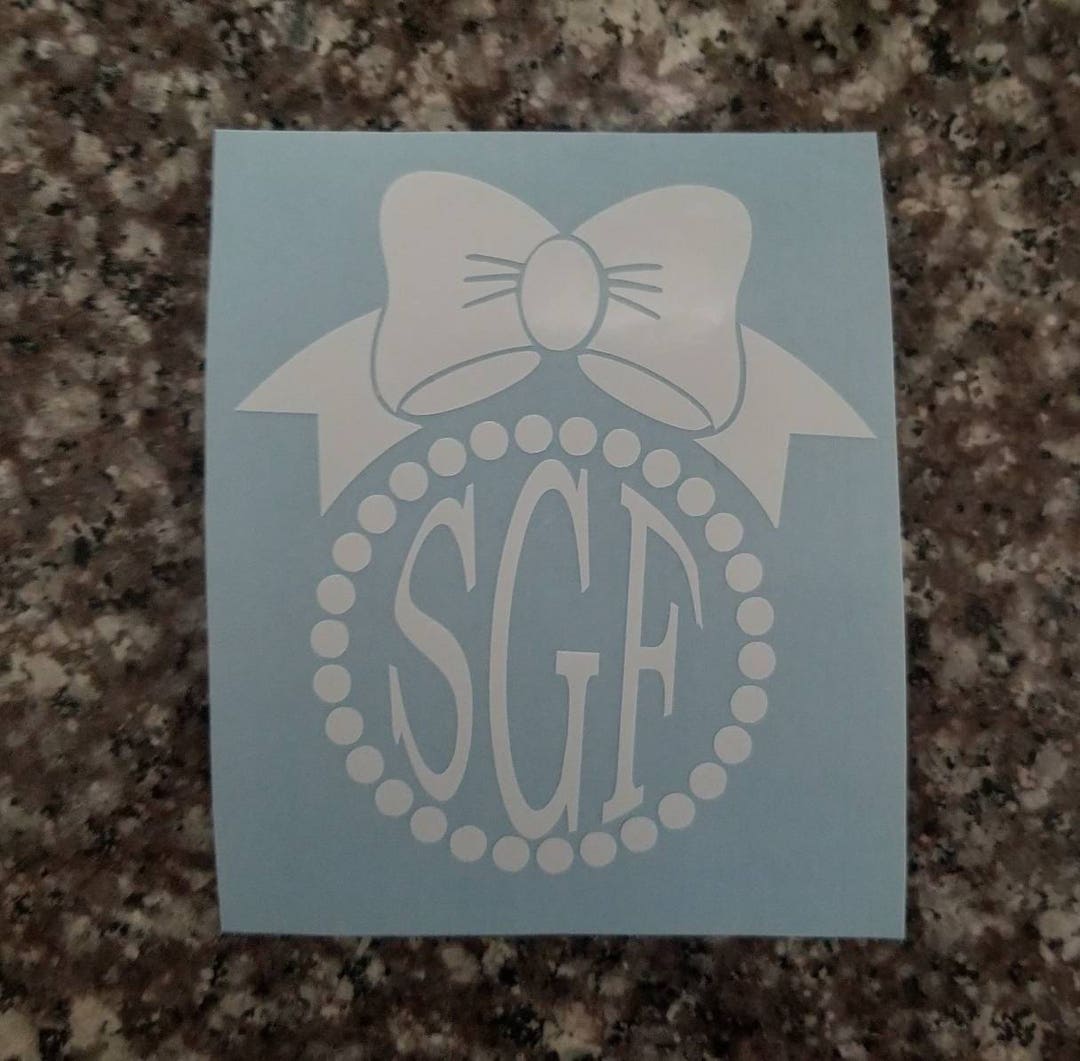 Monogram Decal/monogram With Bow Decal/monogram Sticker/initial Sticker ...