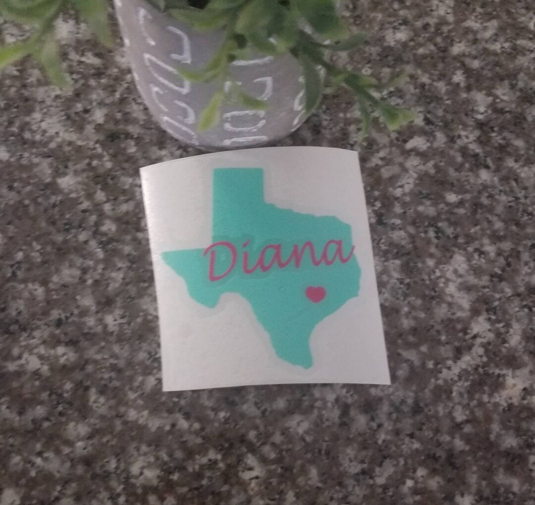 Texas Map With Name Decal/state Map With Name Decal/personalized Decal ...