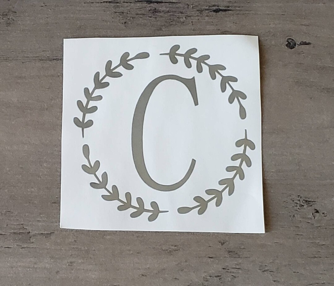 Laurel With Initial Decal/inital Decal/monogram Decal/yeti Decal/car ...