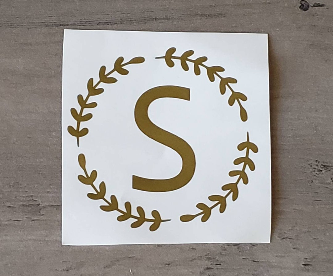Laurel With Initial Decal/inital Decal/monogram Decal/yeti Decal/car ...