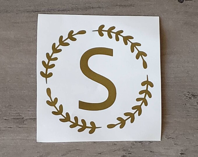 Laurel With Initial Decal/inital Decal/monogram Decal/yeti Decal/car ...