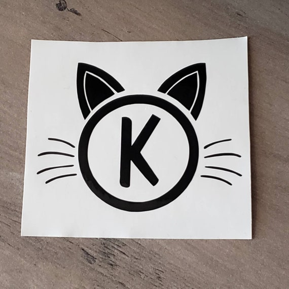 Cat Monogram Decal/initial Decal/cat Lover Decal/cat Face | Etsy