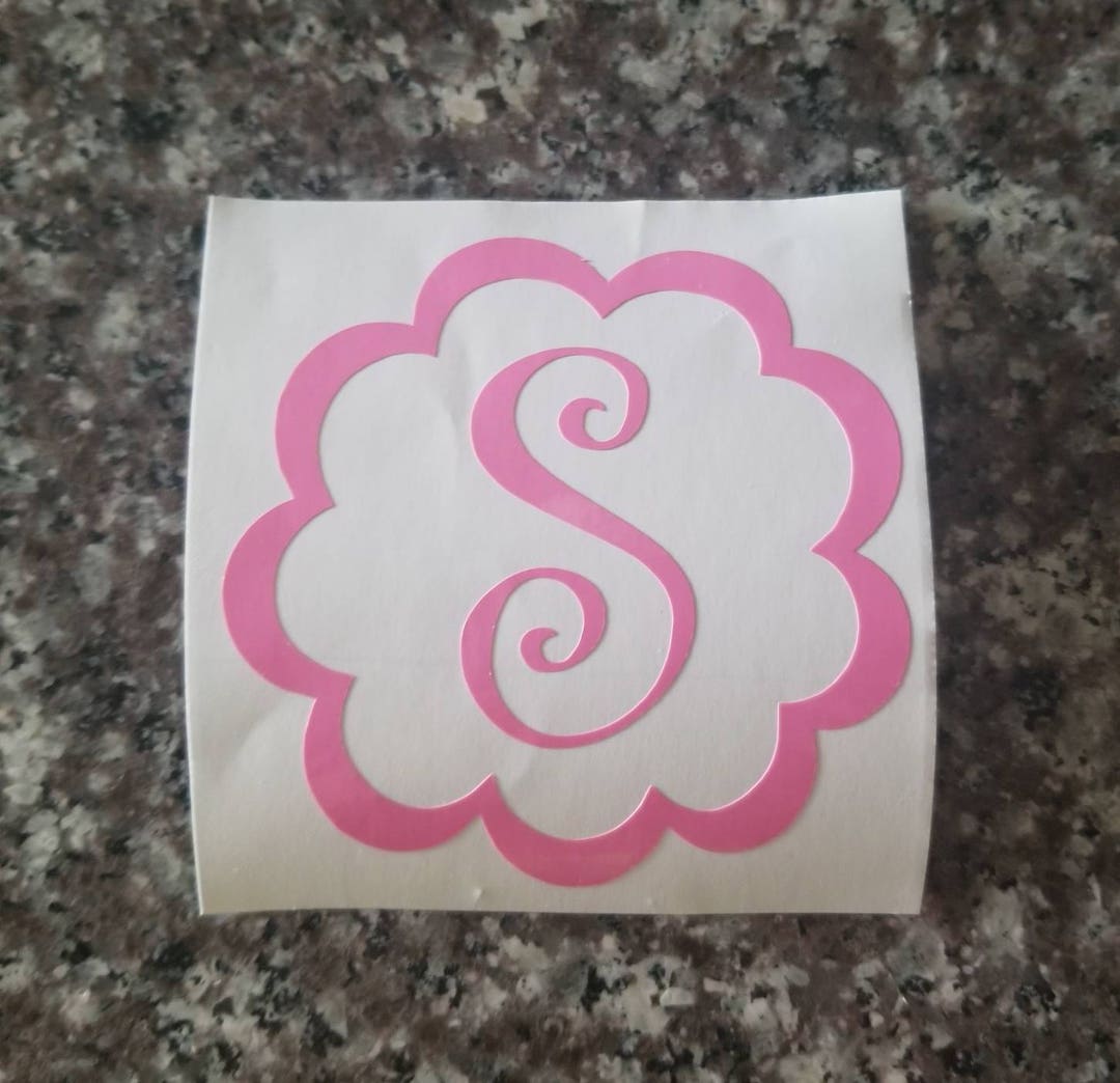 Single Initial Decal/initial Sticker/vinyl Lettering/flower Monogram ...