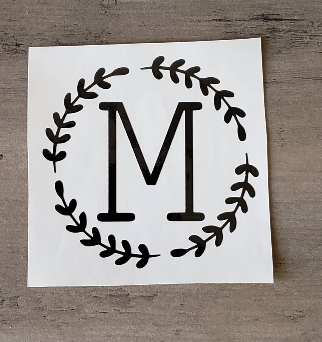 Laurel With Initial Decal/inital Decal/monogram Decal/yeti Decal/car ...