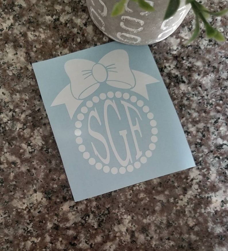 Monogram Decal/monogram With Bow Decal/monogram Sticker/initial Sticker ...