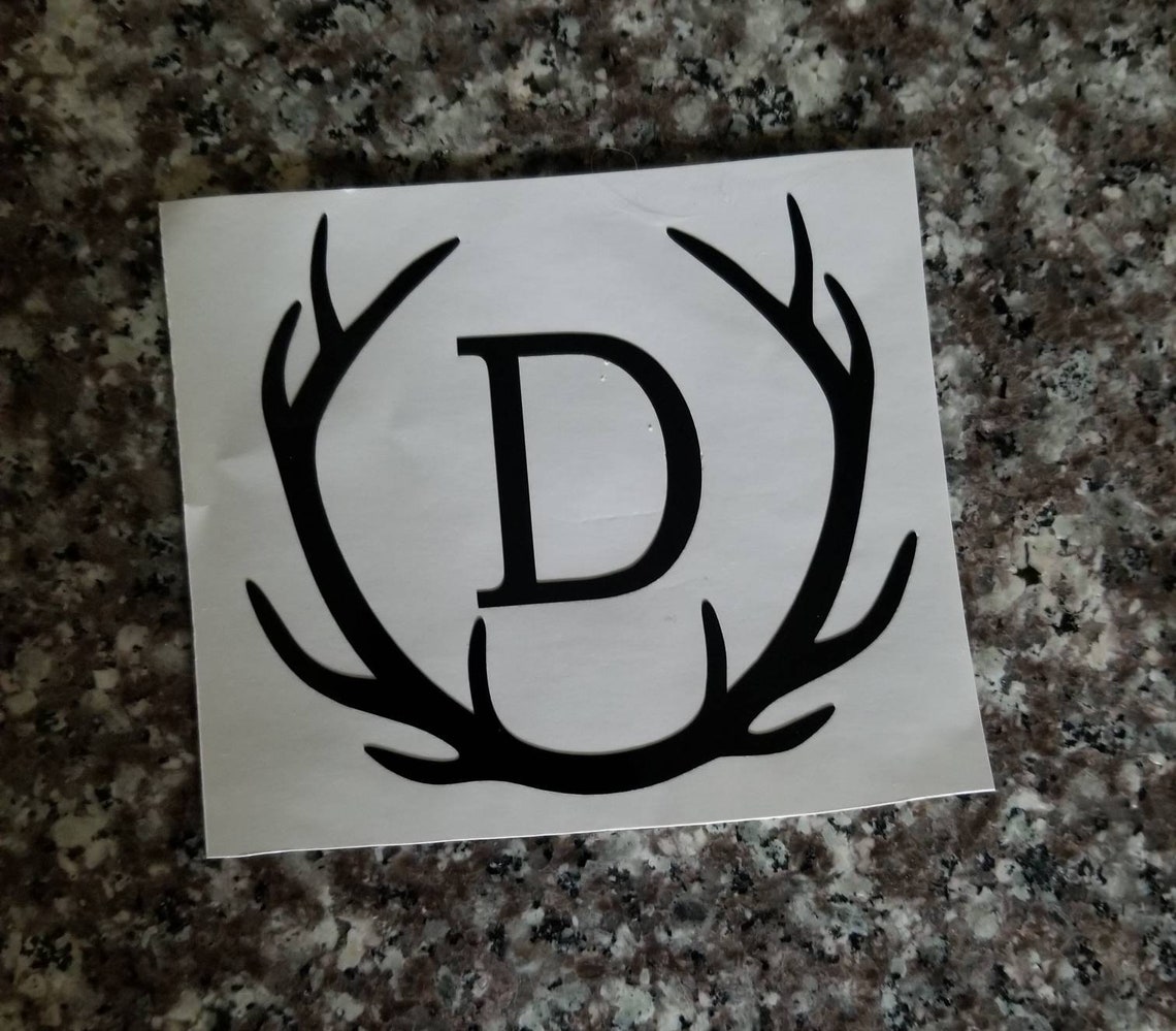 Antlers With Initial Decal/hunting Decal/monogram - Etsy