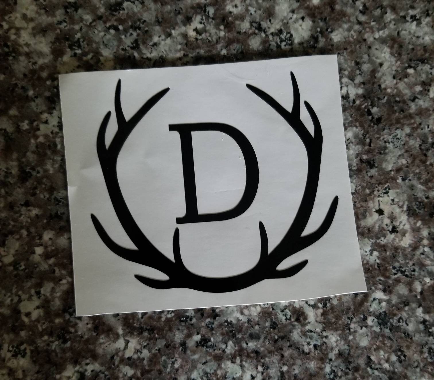 Antlers With Initial Decal/hunting Decal/monogram - Etsy