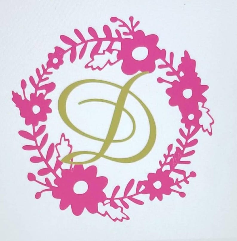 Initial Decal/flower Initial Decal/monogram Decal/flower Wreath Decal ...