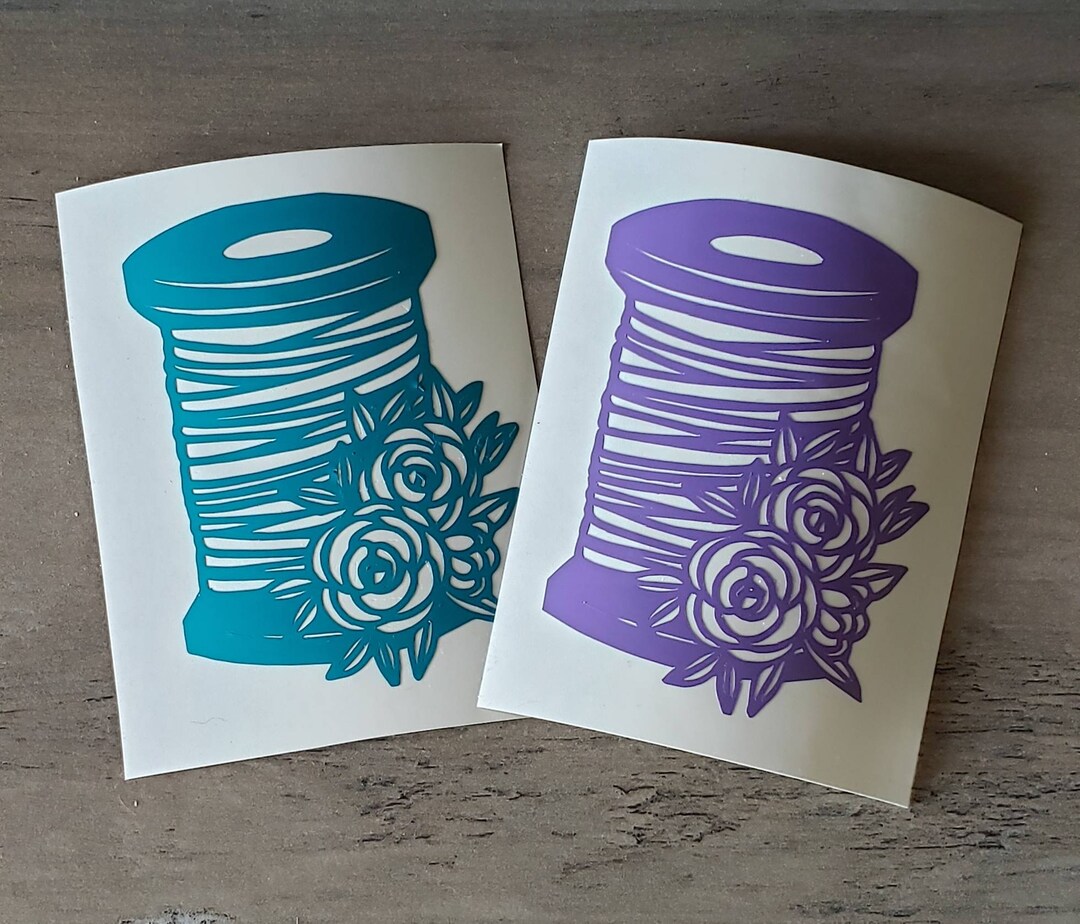 Floral Spool of Thread Decal/Floral Craft Decal/Yeti Decal/Car Decal ...