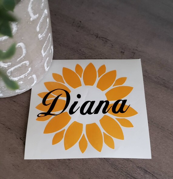 Personalized Sunflower With Name Decal/sunflower Custom Flower | Etsy
