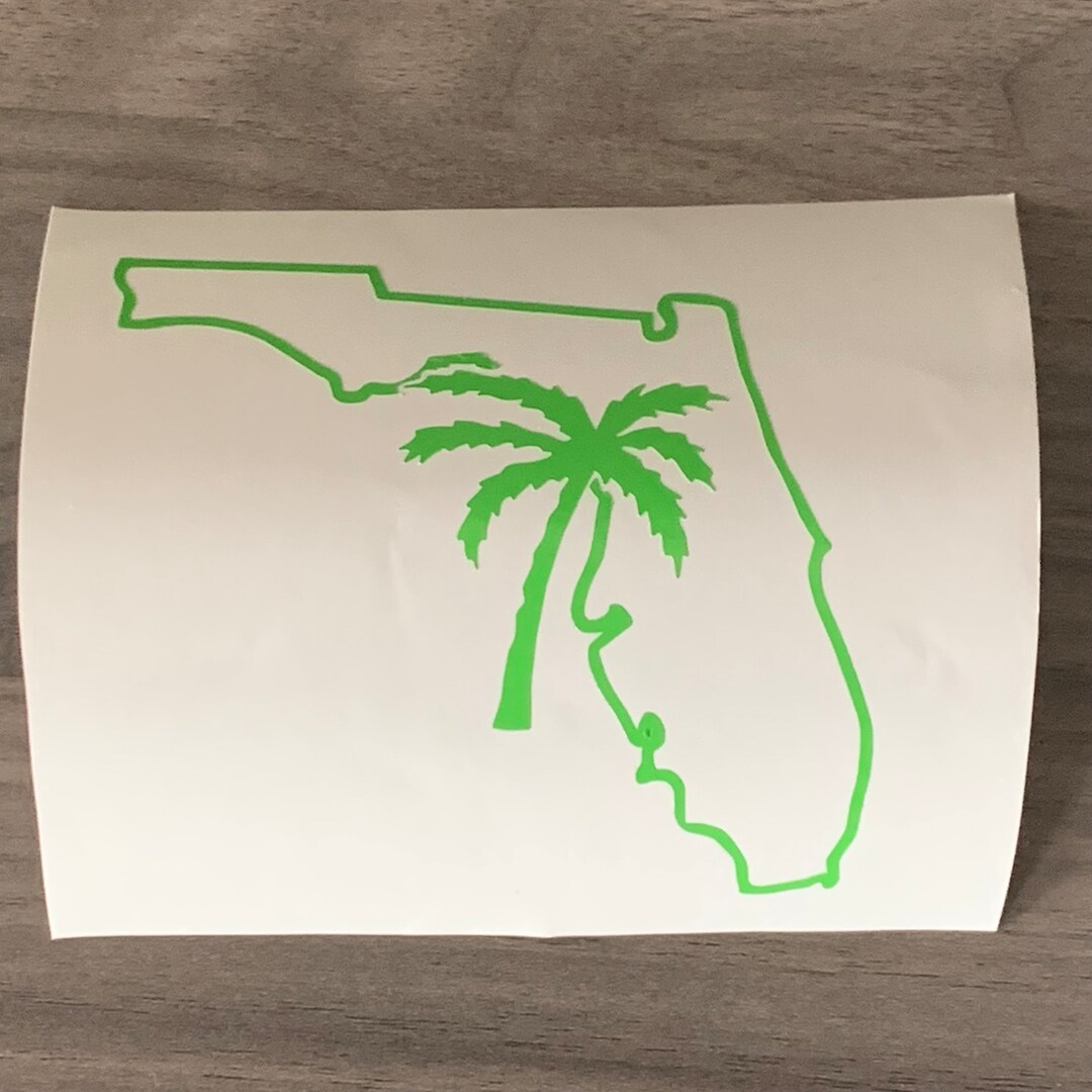 Florida With Palm Tree Map Decal/florida Map Decal/car Decal/yeti Decal ...