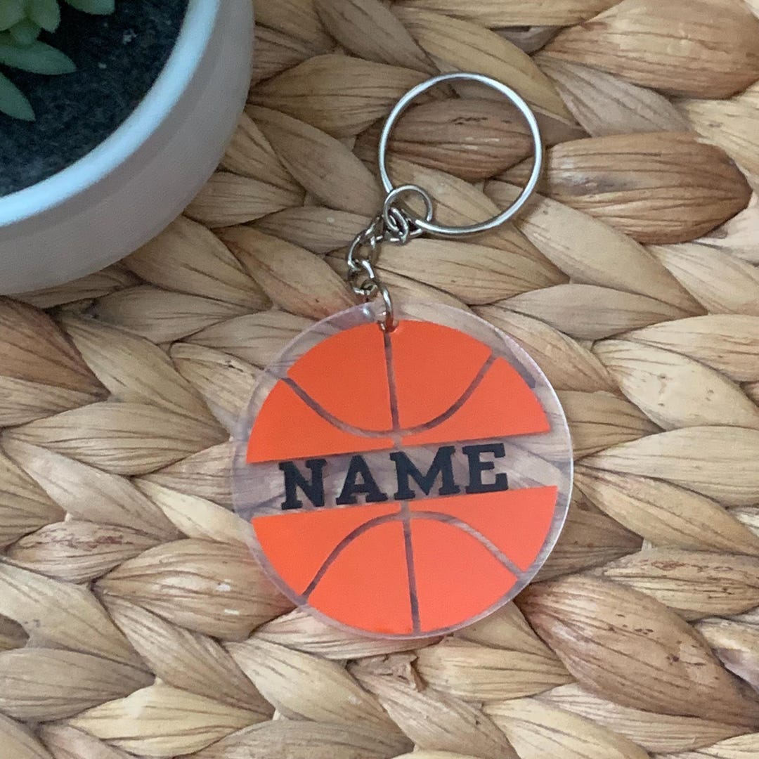 Basketball Personalized Acrylic Keychain 2" Sports Bag Tag Personalized ...