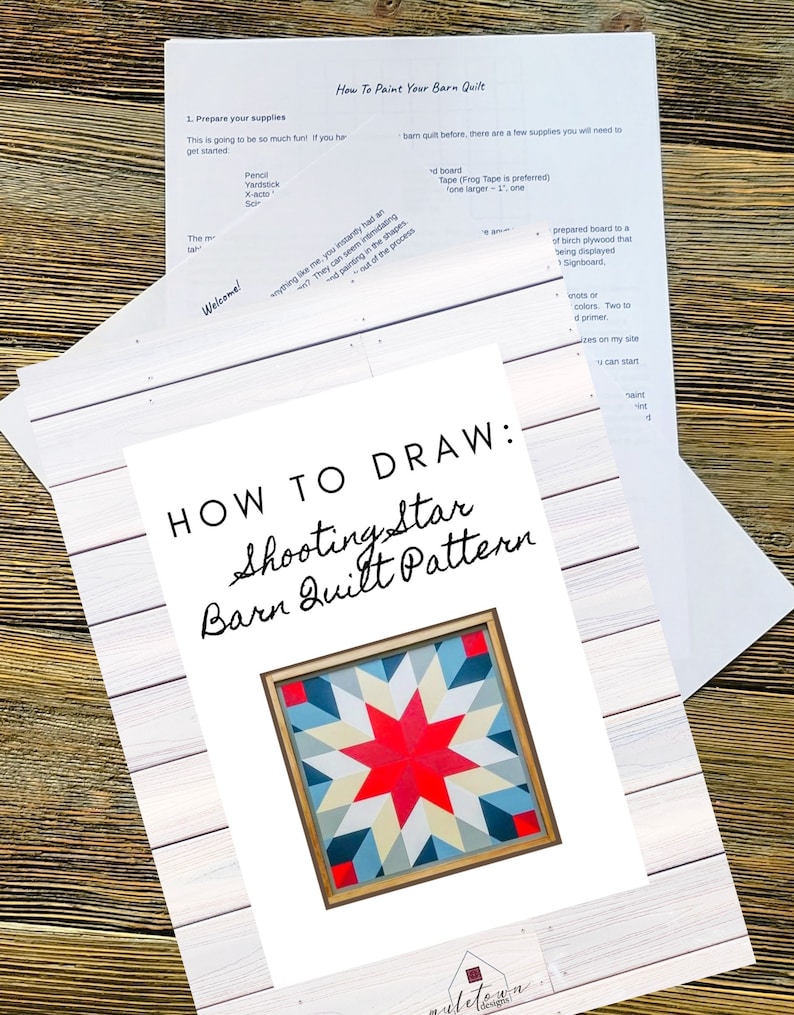 Barn Quilt Pattern, Shooting Star, Digital Pattern, Christmas Gift, Mom ...