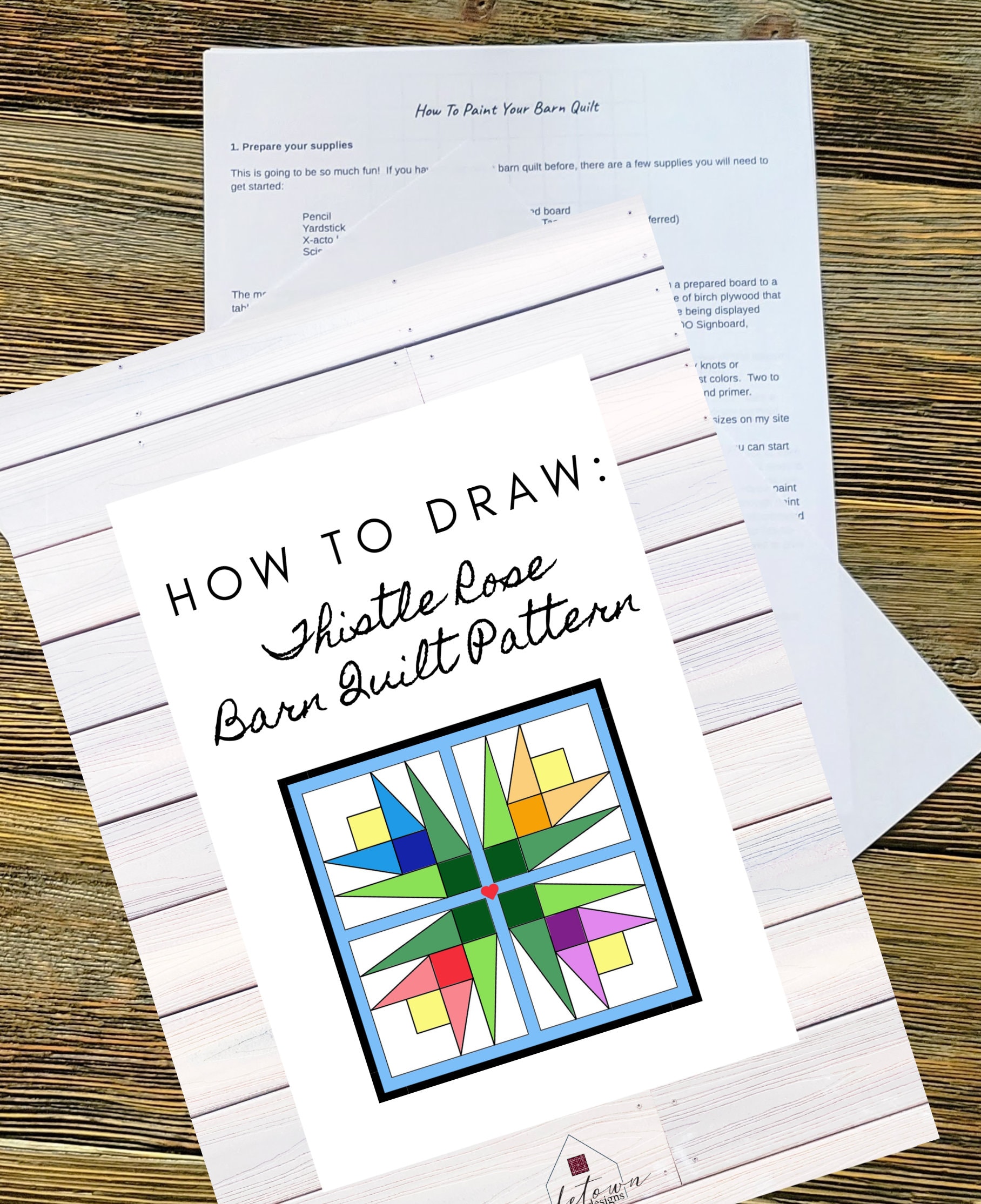 Barn Quilt Pattern, Thistle Rose, Digital Pattern, Mothers Day Gift ...