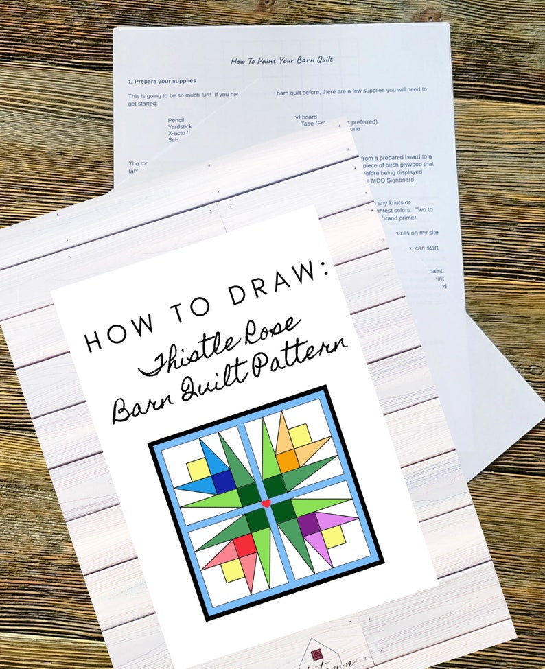 Barn Quilt Pattern, Thistle Rose, Digital Pattern, Mothers Day Gift ...