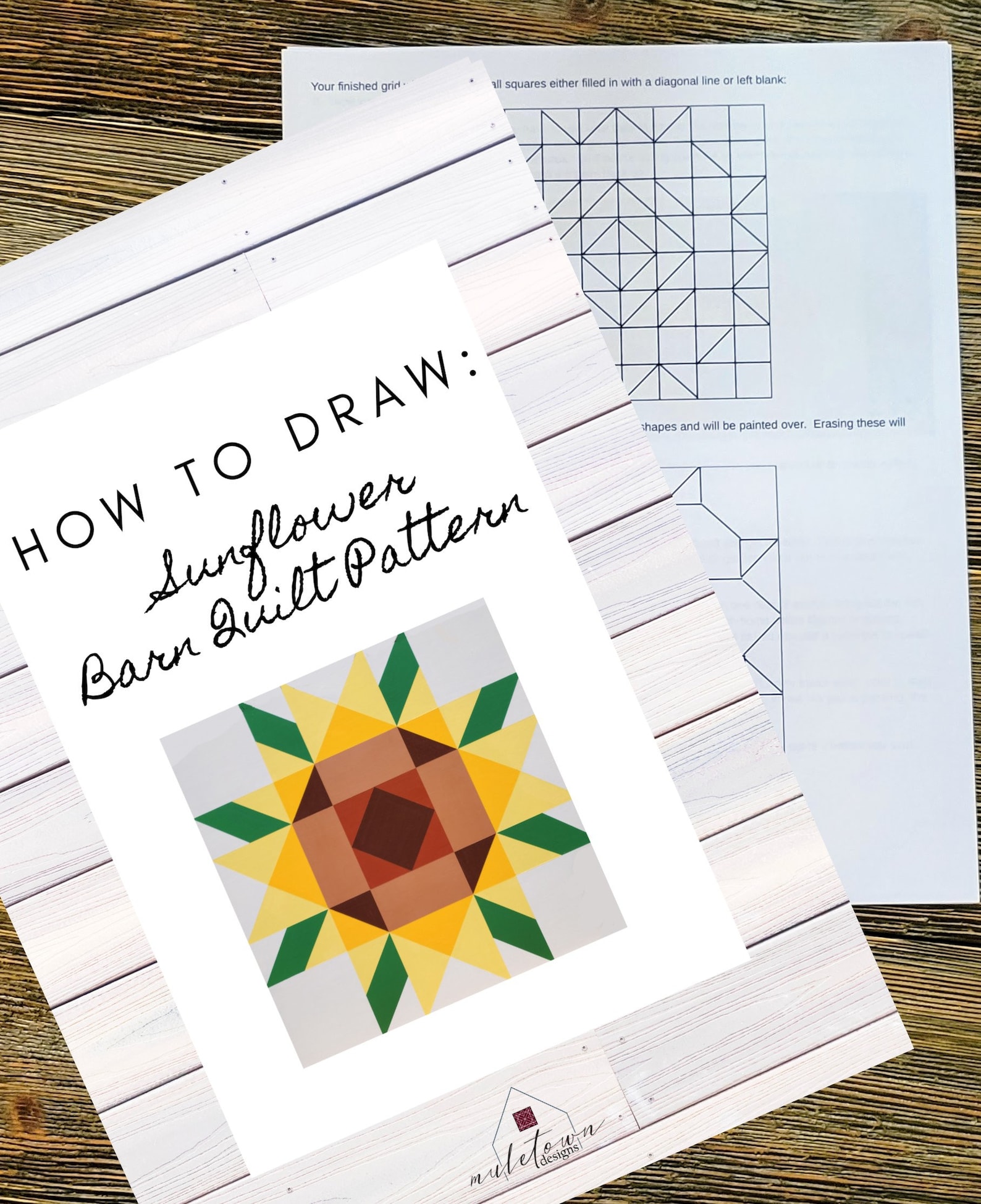 Barn Quilt Pattern Sunflower – DIY Barn Quilt Tutorial PDF, Painted ...