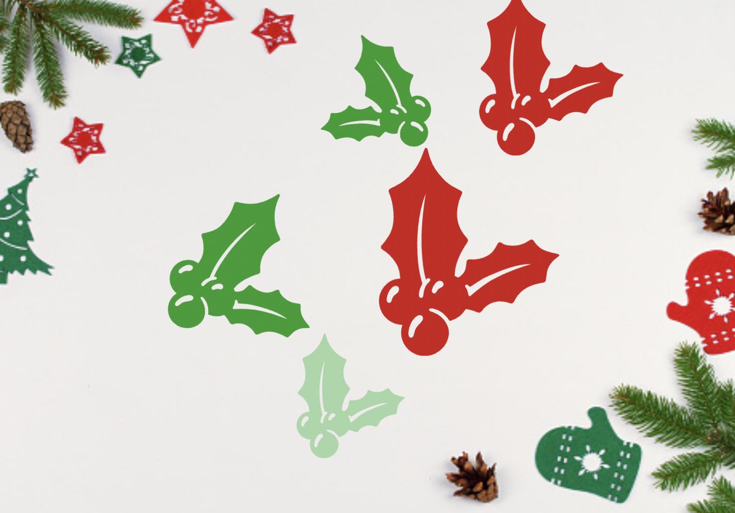 Holly and Berry Paper Cut Outs - Holly and Berry Cardstock for ...