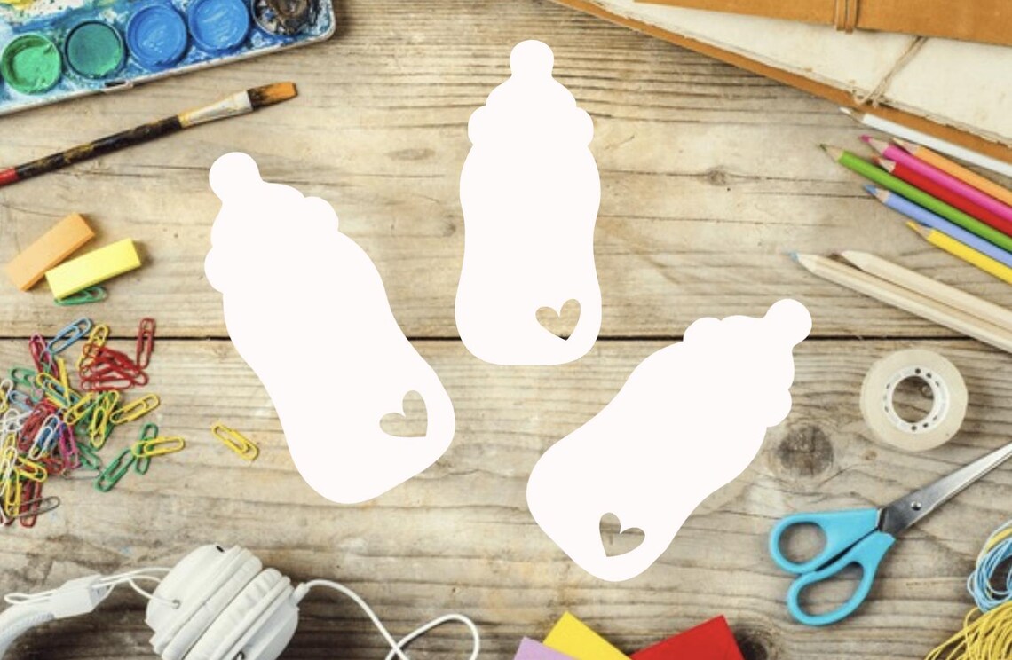 Paper Baby Bottle Cut Outs - Baby Shower Baby Bottle Decor, Baby Bottle ...