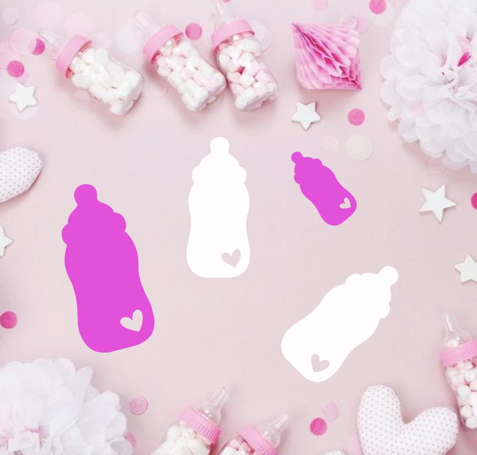 Paper Baby Bottle Cut Outs - Baby Shower Baby Bottle Decor, Baby Bottle ...