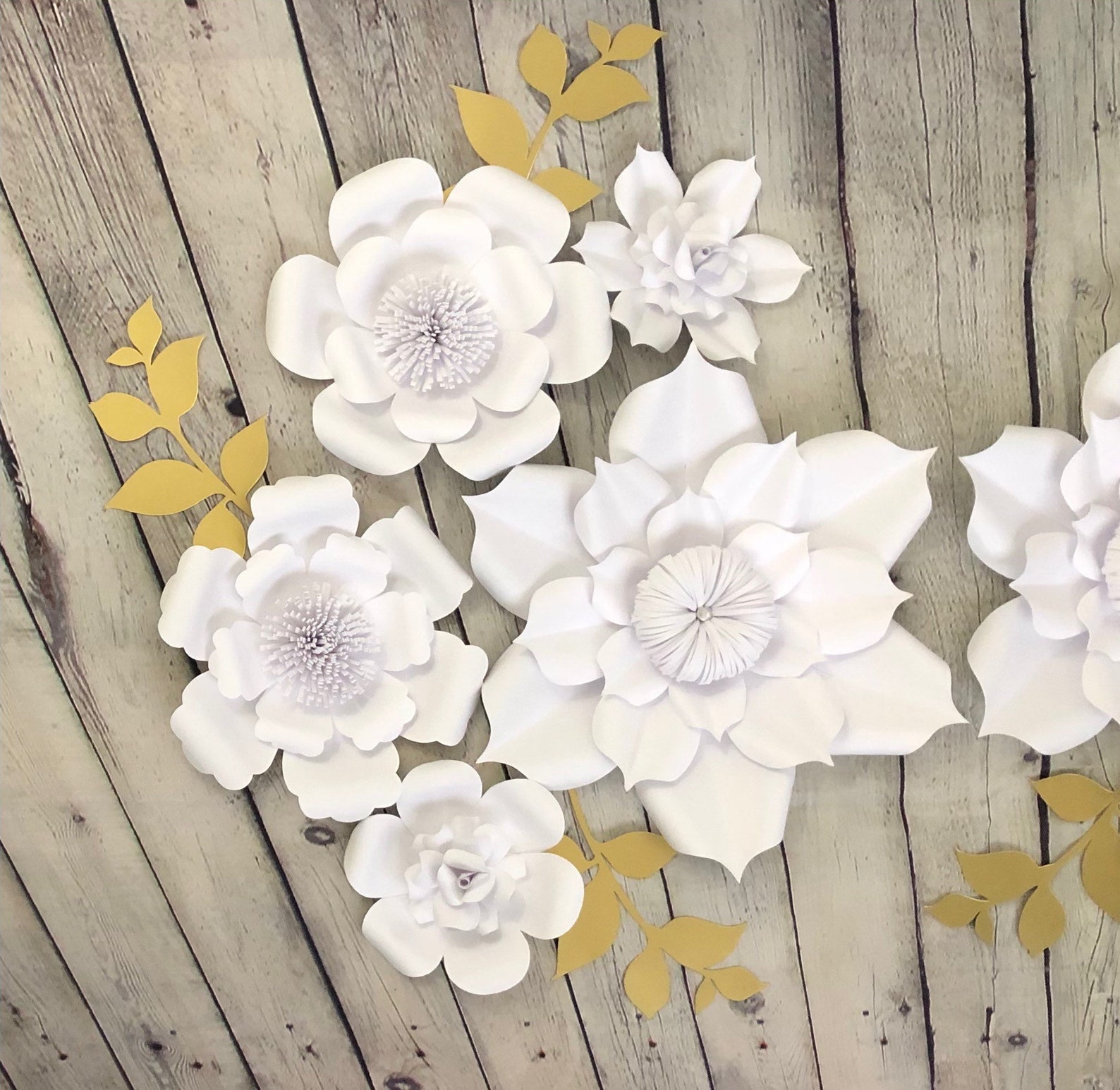 Paper Flowers - Set of 10 Flowers – White Paper Flowers, Baby Shower ...