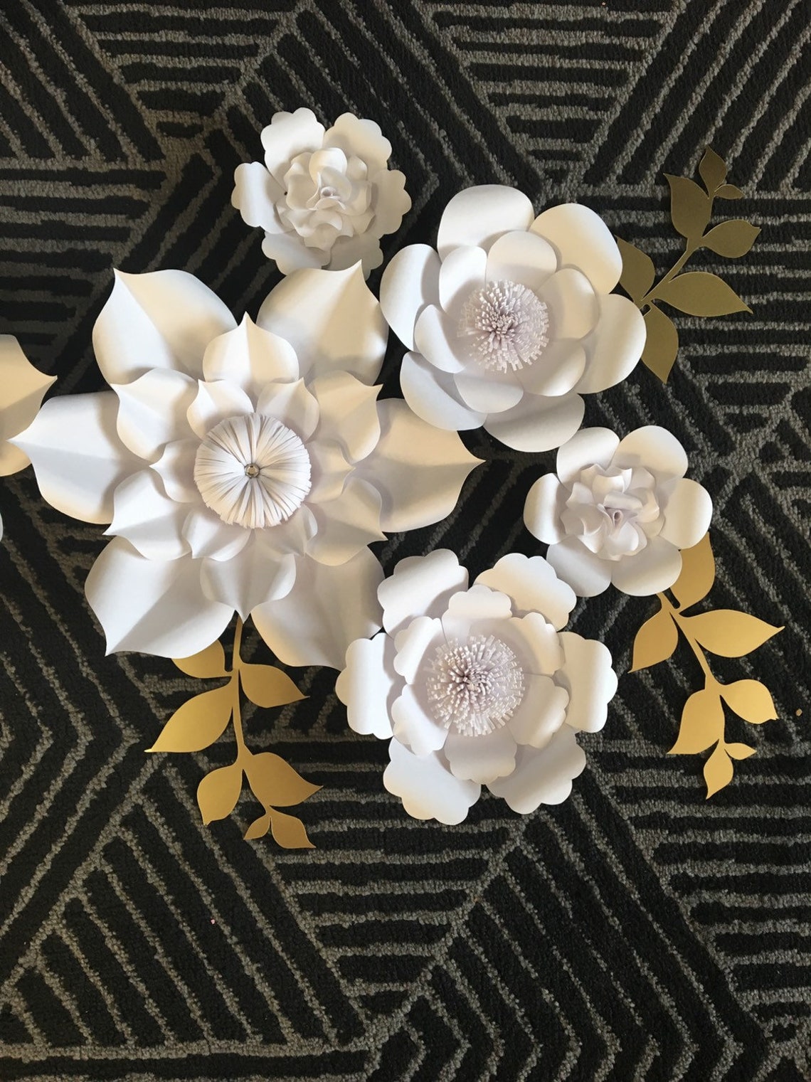 Paper Flowers - Set of 10 Flowers – White Paper Flowers, Baby Shower ...
